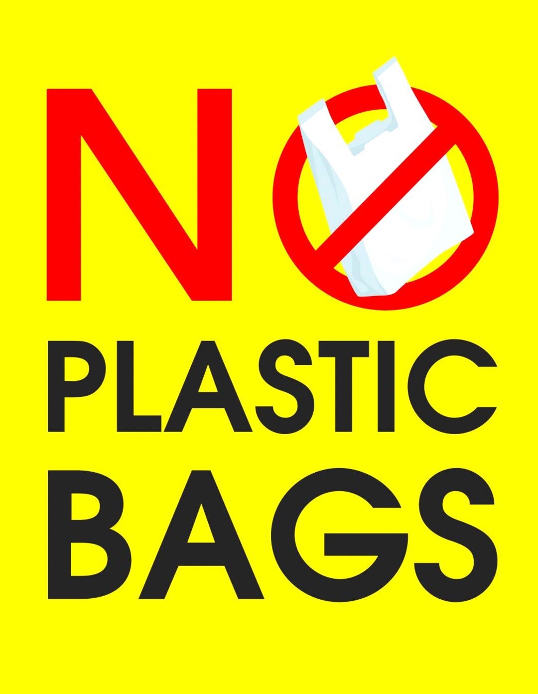 Red No Plastic Bags Bag Signage Warning Recycling Notice Business Sign ...