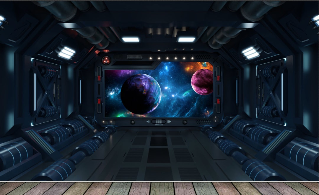 Outer Space Views From A Spaceship Cockpit Large Wallpaper Wall Decot ...