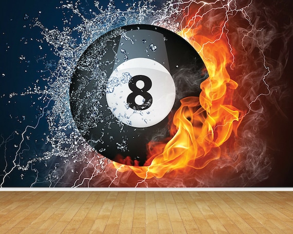 Pool Billiards 8 Ball Wallpaper Mural for Bedroom Playroom | Etsy