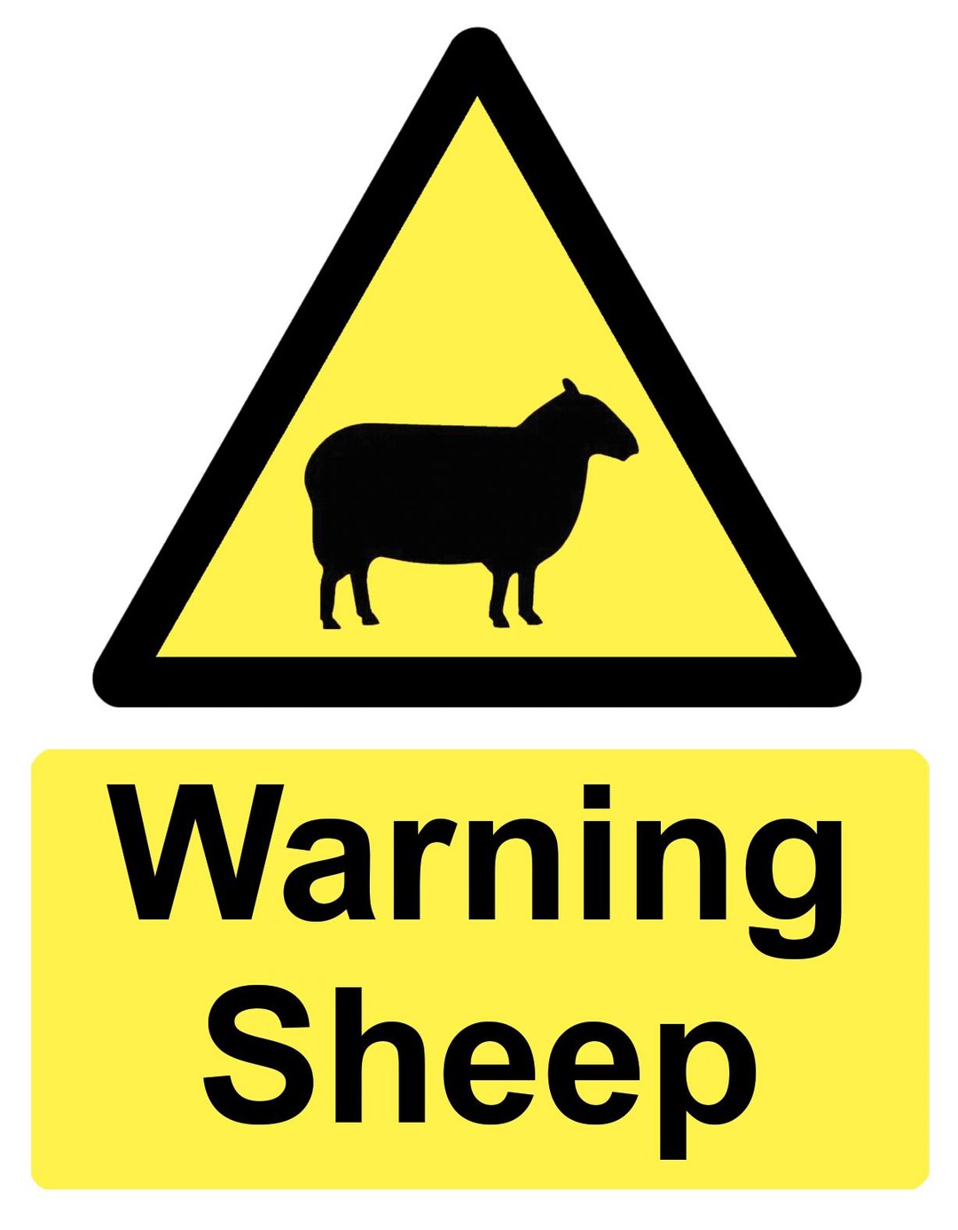 Warning Sheep Yellow Health & Safety Warning Notice Sign Sticker ...