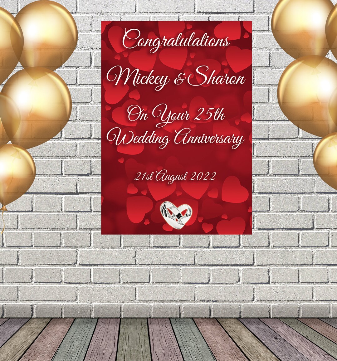 LARGE Anniversary Wedding Celebration Event Party Personalised Name ANY ...