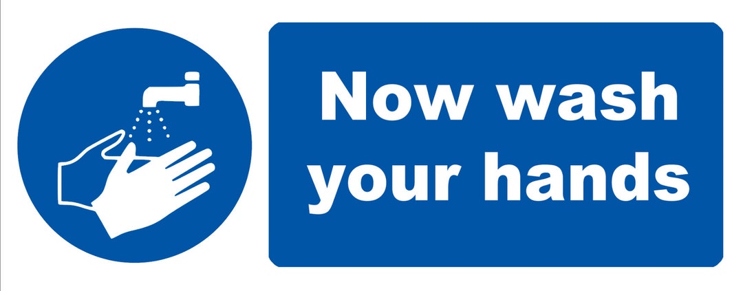 Food Kitchen Restaurant Hygiene Caution Warning Notice Sign Blue ...