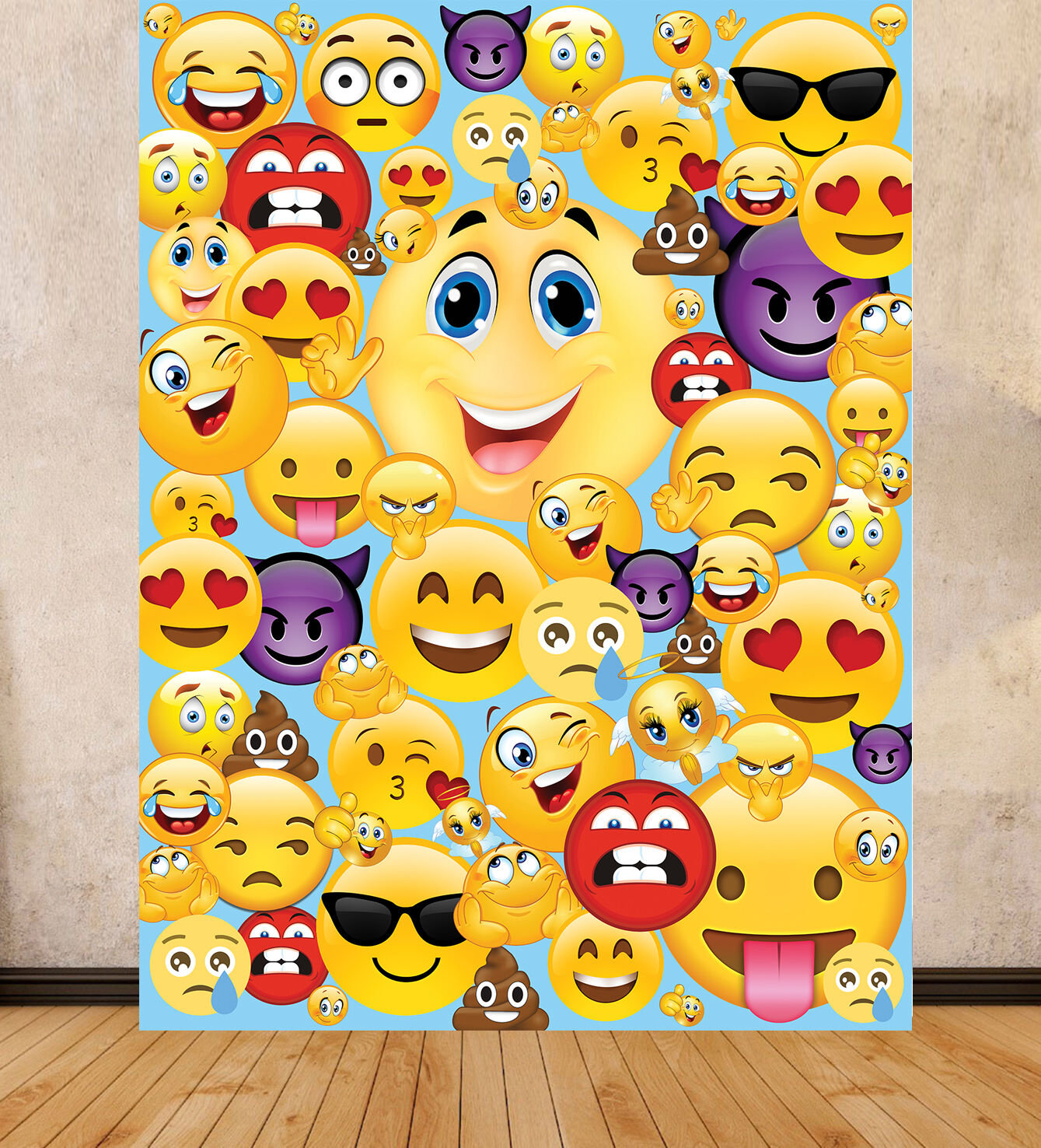 Bespoke LARGE Party Emoji Emoti Theme Backdrop 1.5m Wide X 2m High ...
