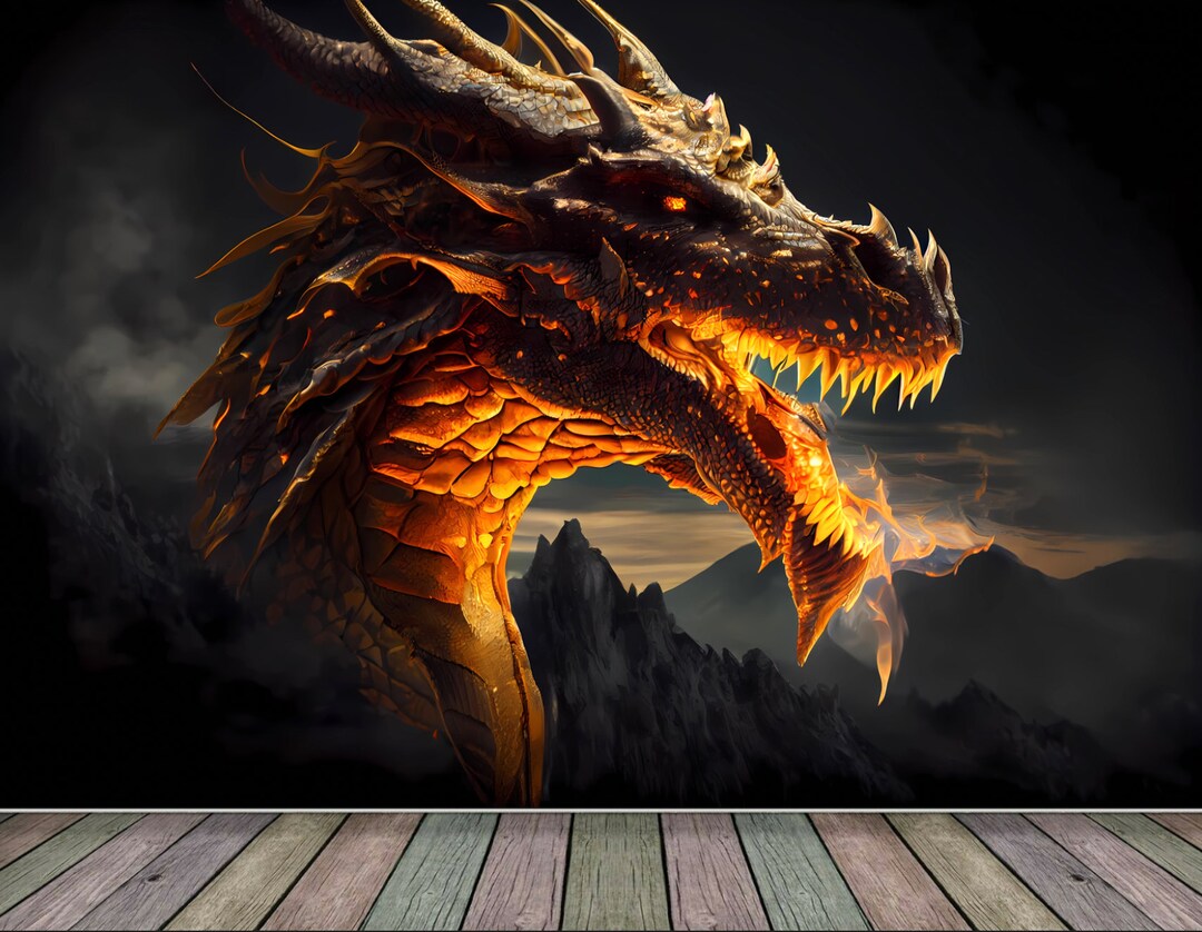 Fire Dragon Large Wallpaper Mural Bedroom Playroom Games Room Kids ...