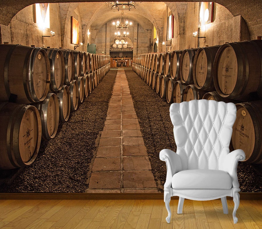 Vintage Wine Cellar Barrels Wallpaper Mural for Bedroom Business ...