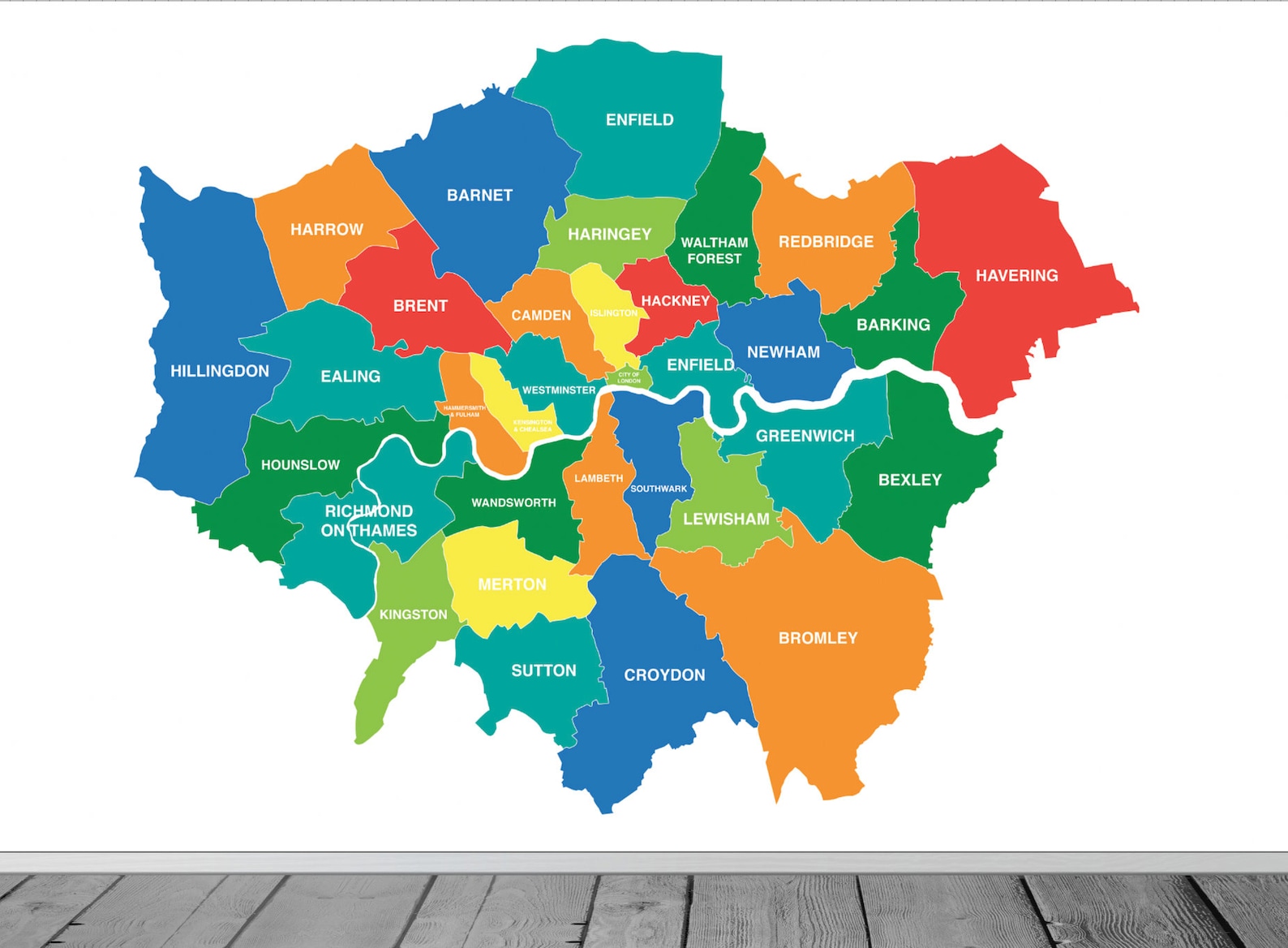 Map of London Boroughs Districts Pasteable Wallpaper Mural - Etsy UK