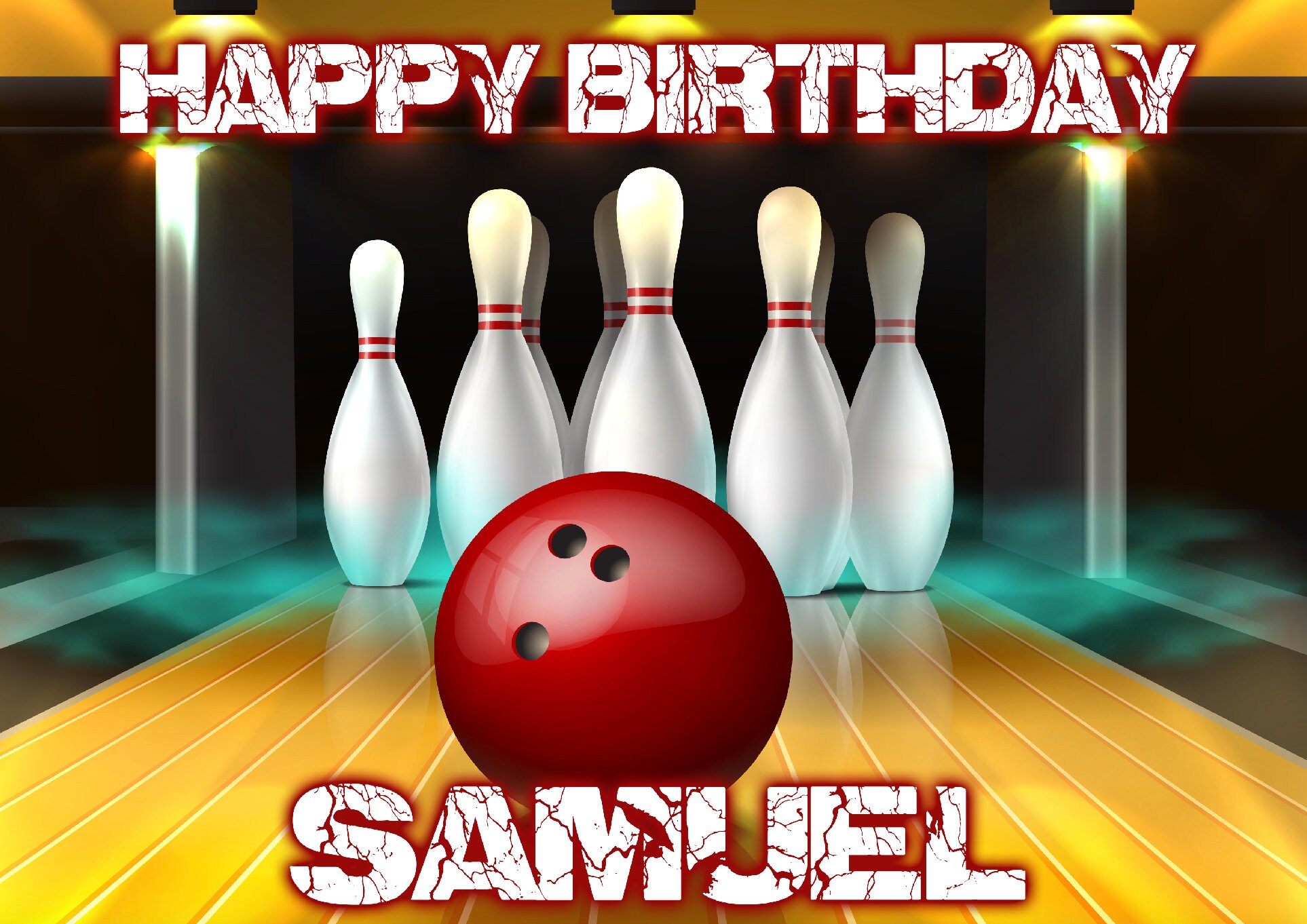 2 Sizes A0 & A1 Ten Pin Bowling Theme Personalised Name Poster Event ...