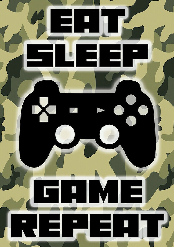 Party Supplies Eat Sleep Game Repeat Computer Console Gaming Poster ...