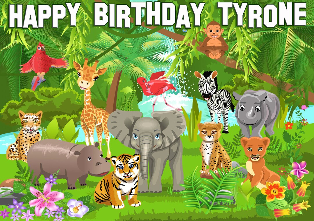 Large Jungle Animals Zoo Themed Birthday Celebration Event Party ...