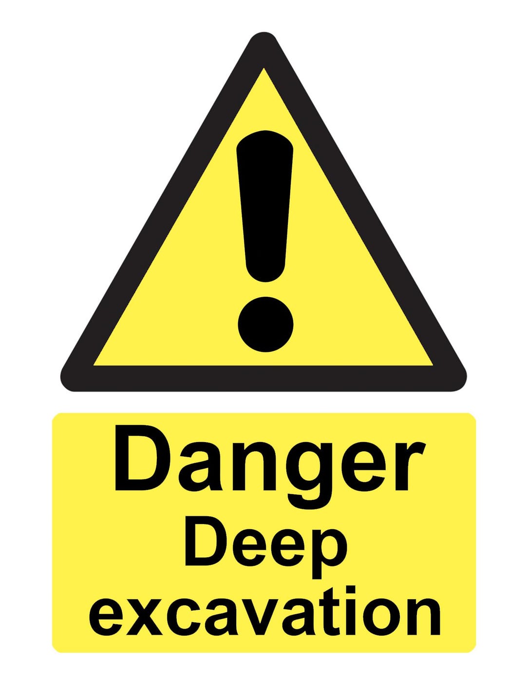 Warning Deep Excavation Health and Safety Business Sign Adhesive ...