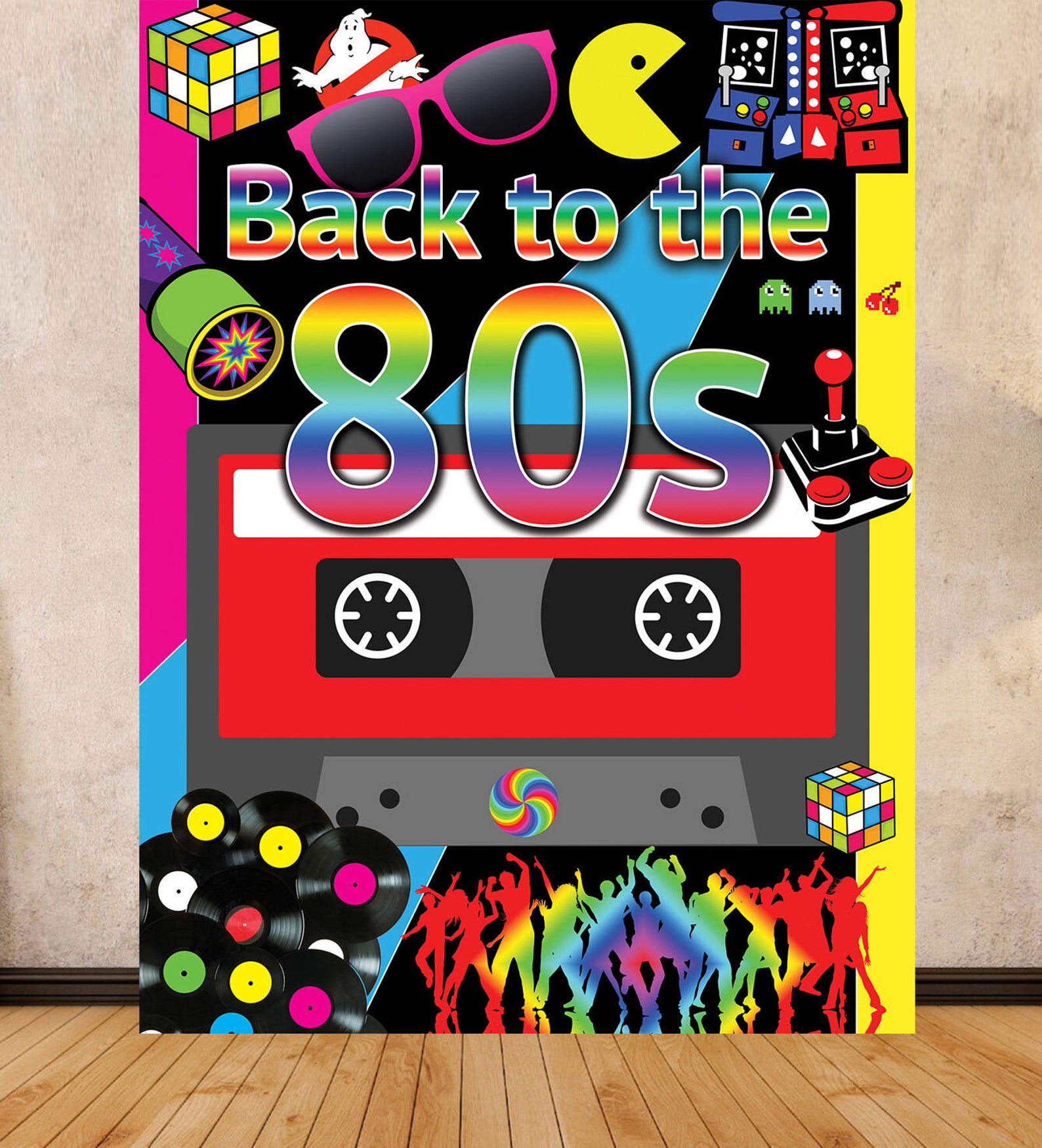 1980s 1980 Theme LARGE Party Backdrop 1.5m Wide X 2m High Scene Setter ...