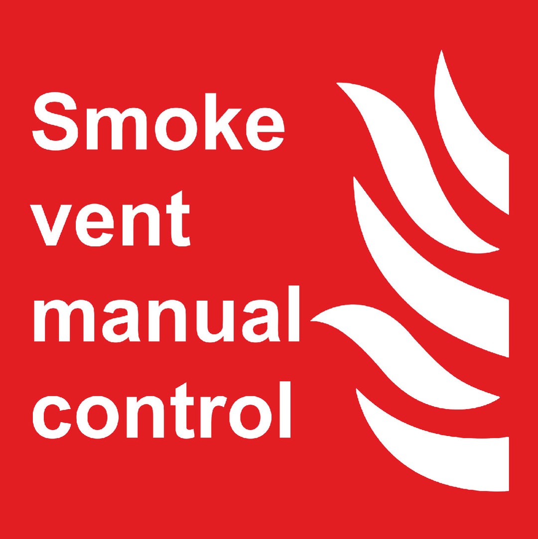 Red Fire Smoke Vent Manual Control Outlet Sign Adhesive External Grade ...
