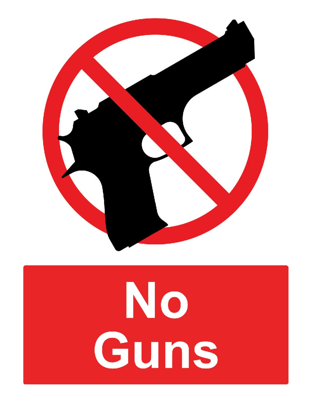 RED GLOSS Adhesive Sticker Decal Poster No Guns Firearms Business ...