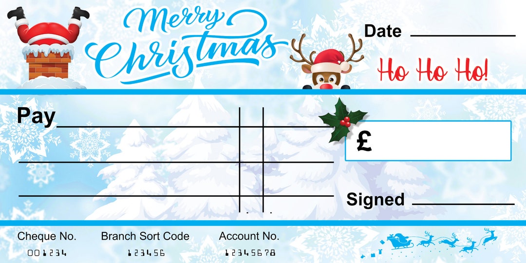 EXTRA Large Giant BLANK Cheque Happy Christmas Gift of Money Present Re ...