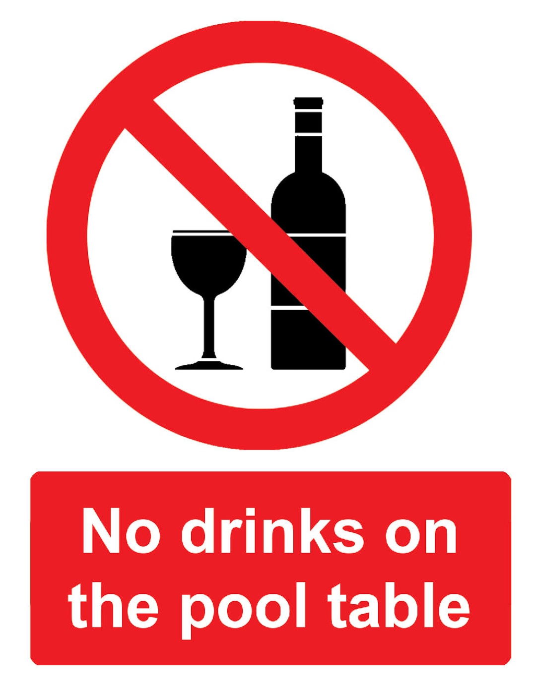 Warning Safety Notice Red Directive Office Pub Club Pool Billiards ...