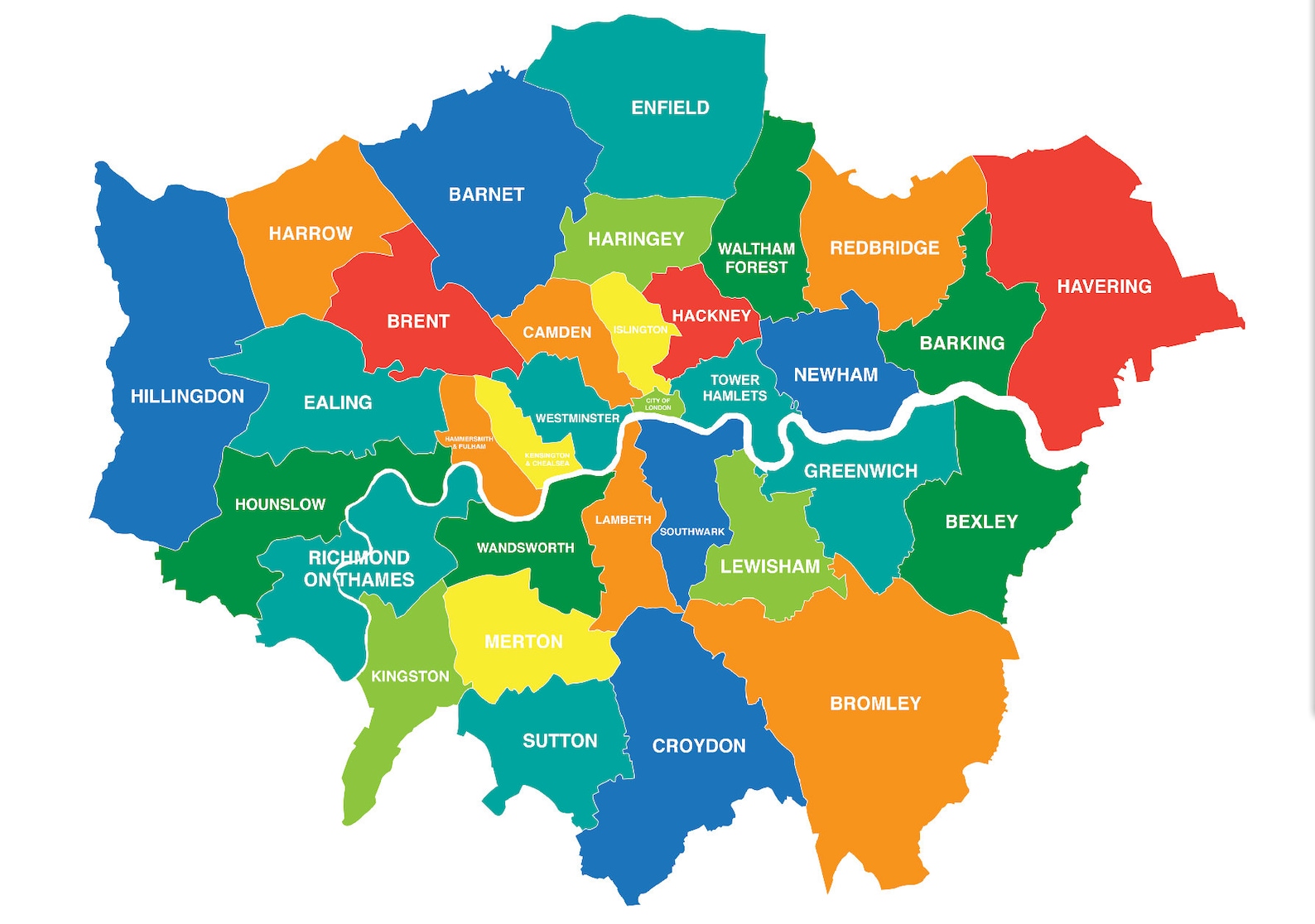 Map of London Boroughs Districts Pasteable Wallpaper Mural Wall Room ...