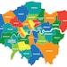 Map of London Boroughs Districts Pasteable Wallpaper Mural Wall Room ...