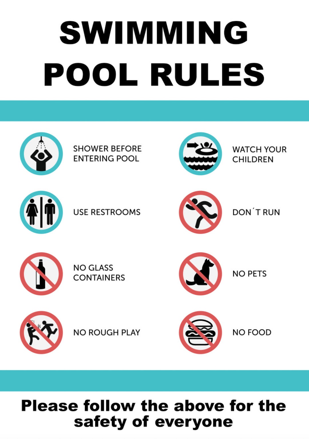 Can Be Amended Swimming Pool Rules List Health & Safety Sign Notice ...
