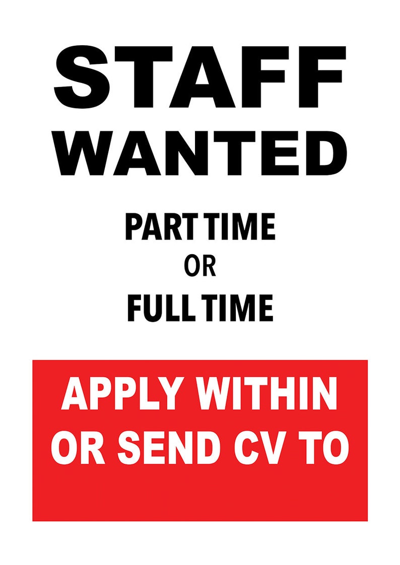 Buy Staff Wanted Job Vacancy for Hire Position Advertising Job Vacancy ...