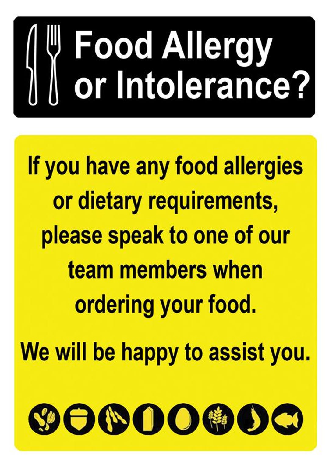 Traditional Home Pubs & Bars Food Safety & Allergy Awareness Poster ...