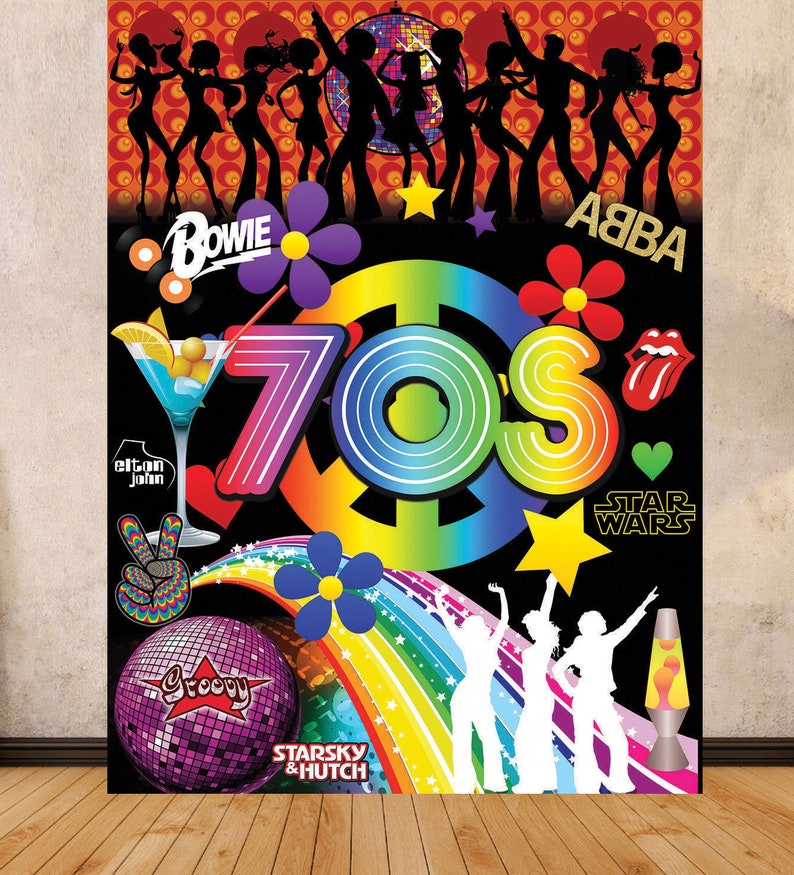 1970s 1970 Theme LARGE Party Backdrop 1.5m Wide X 2m High Scene Setter ...