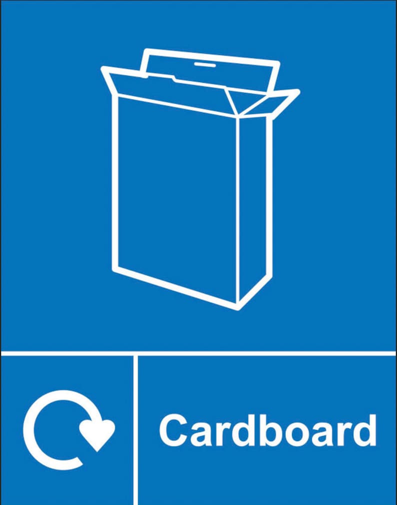 Blue Recycling Recycle Cardboard Card Board Bin Sign Separation Notice ...