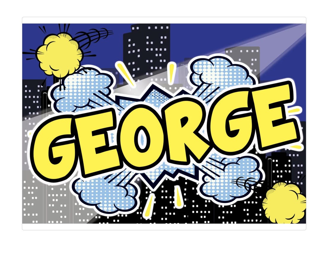 Personalised Bespoke Name Bubble Tag Comic Theme Superhero Wall Poster ...