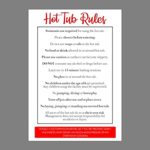 Hot Tub Jacuzzi Spa Health Centre Health & Safety Rules Guidelines for ...