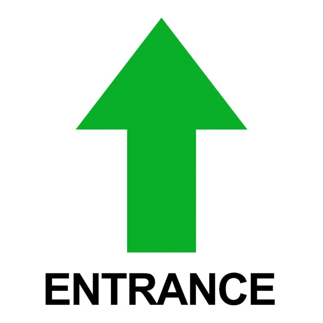 Green Square Entrance Entry Arrow Automatic Glass Door Sticker Signage ...