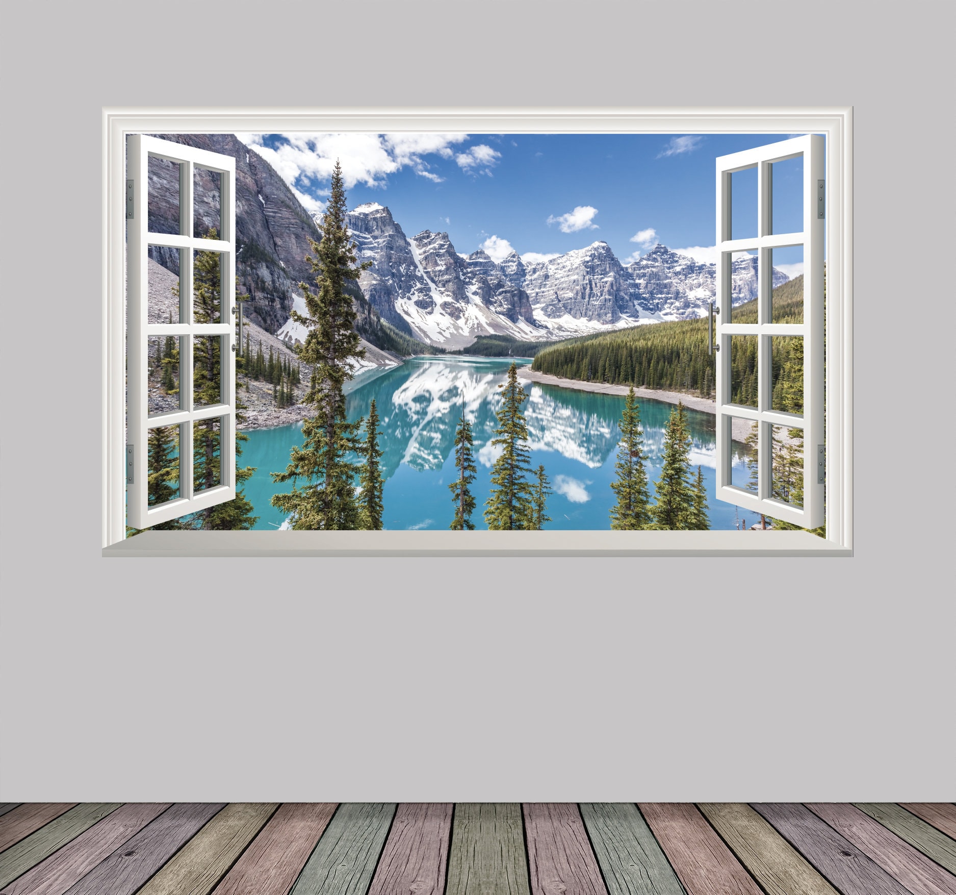 Moraine Lake Banff Canada Scenic Magic Window Wall Art Self Adhesive ...