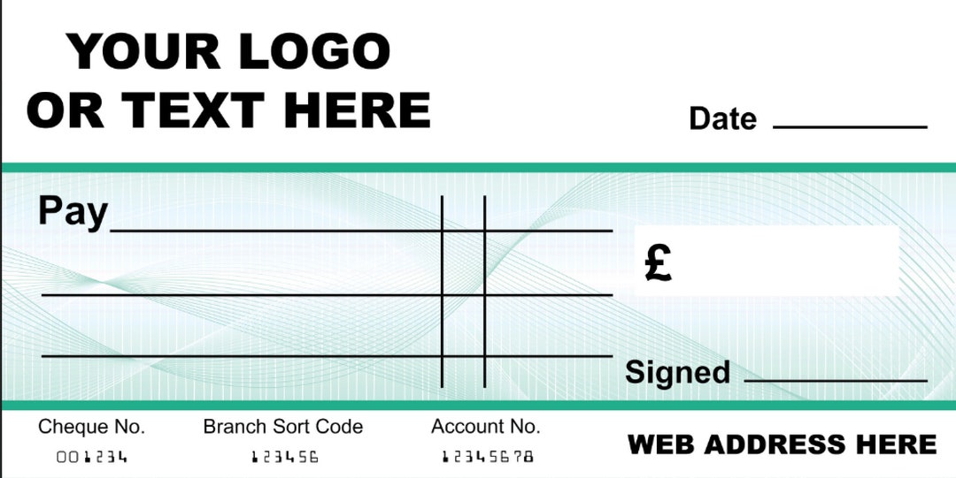 EXTRA Large Giant BLANK Cheque Personalised Bespoke Check Charity ...