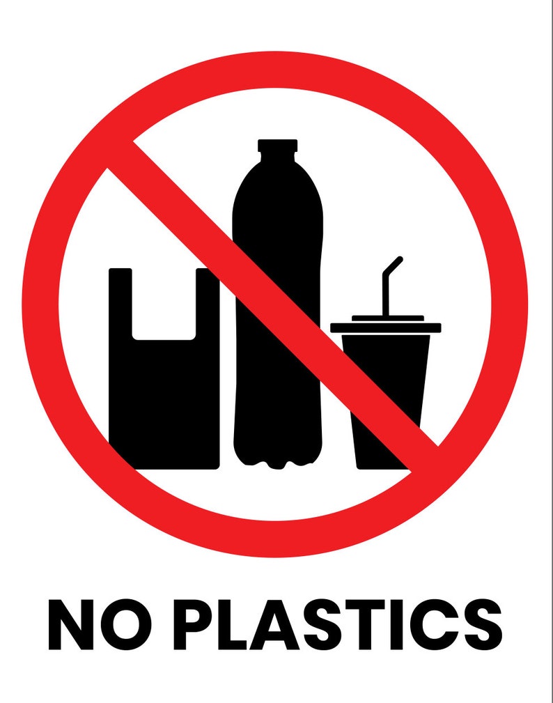 No Plastics Suitable for Bins Rubbish Separation Recycling Red Notice ...