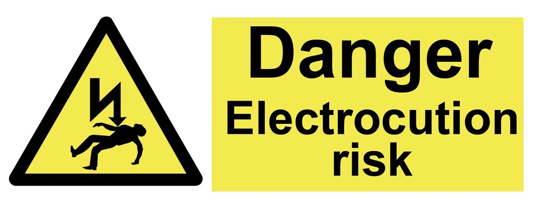 Danger Electrocution Risk Electric Electrical Yellow Warning Sign ...