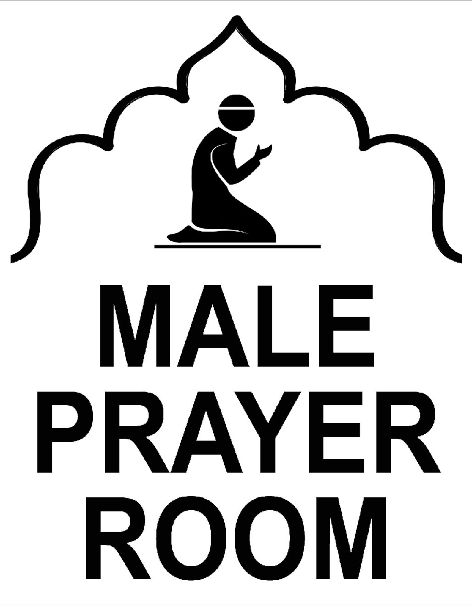Male Men's Muslim Prayer Room Islamic Notice Sign Signage Self Adhesive ...