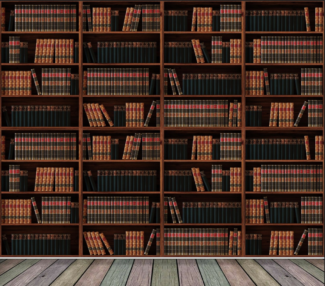 Vintage Library Wall Books Wallpaper Mural for Bedroom Playroom Office ...