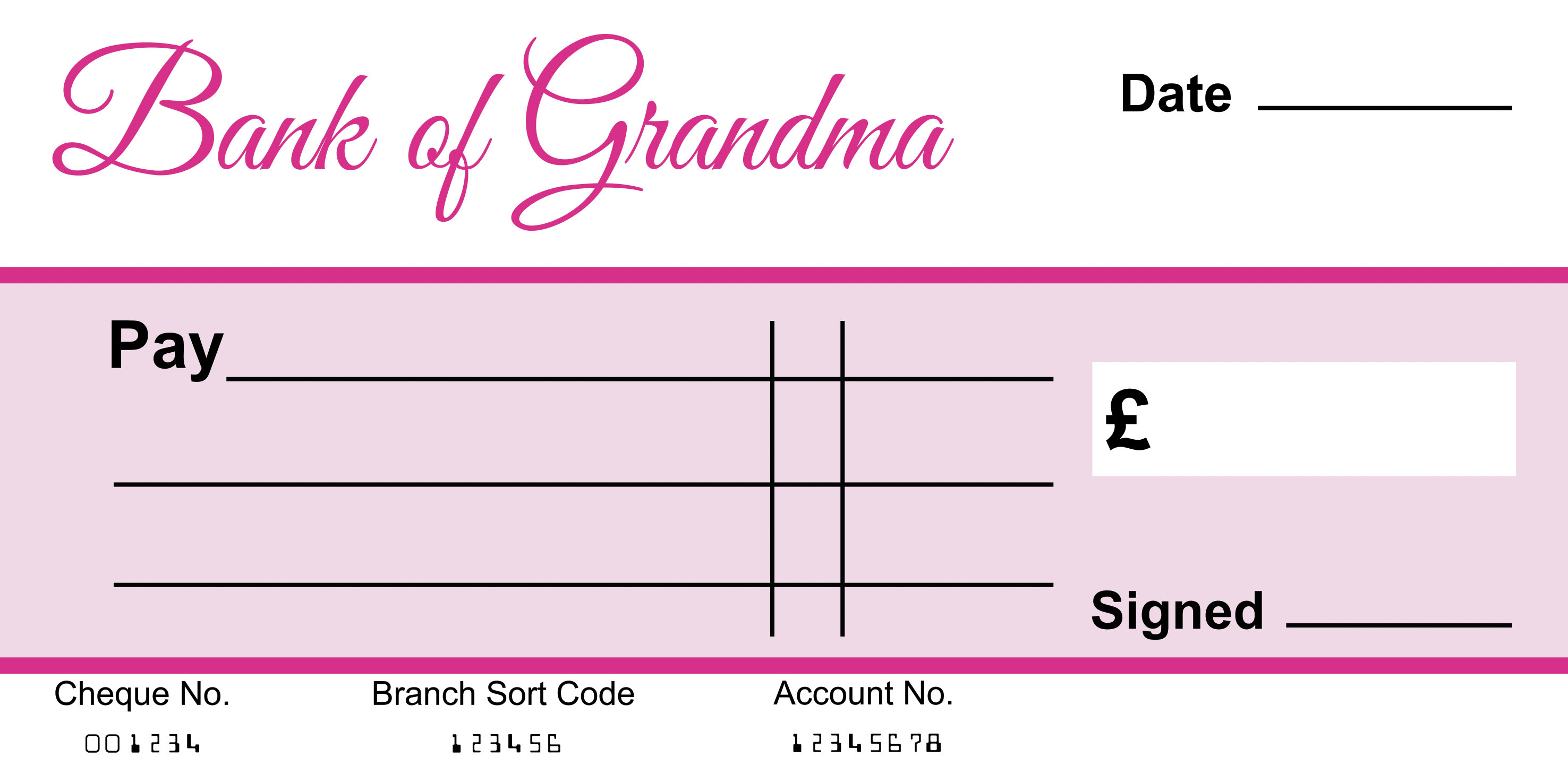 EXTRA Large Giant BLANK Cheque Bank of Grandma Check Fun Joke - Etsy ...