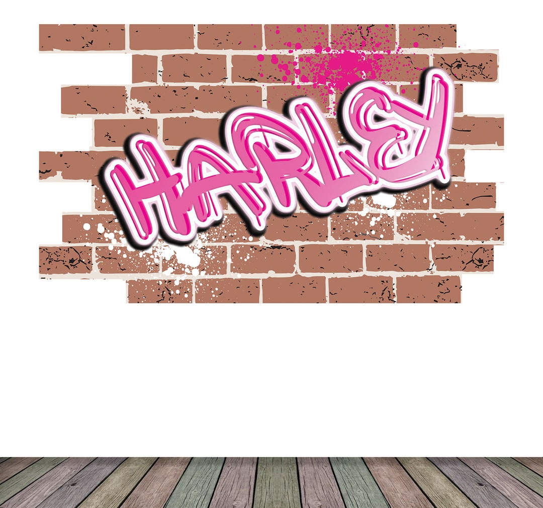 Large Bespoke Name Text Graffiti Wall Modern Brick Wall Self Adhesive ...