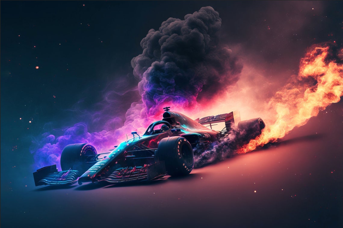 Modern Sports Car Formula 1 One Racing Car Fire Wallpaper - Etsy