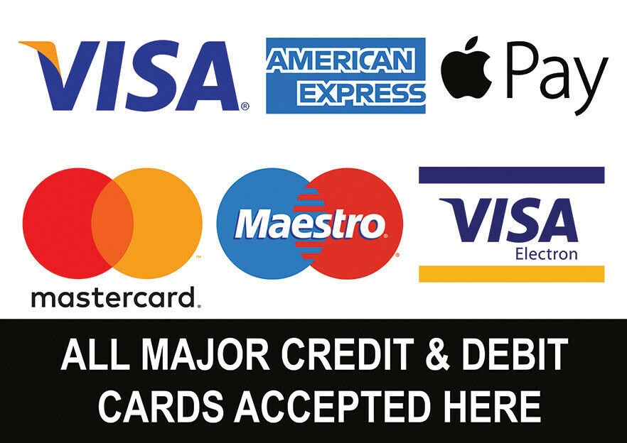 Large & Small Posters Credit Debit Visa Mastercard Maestro Electron Etc ...