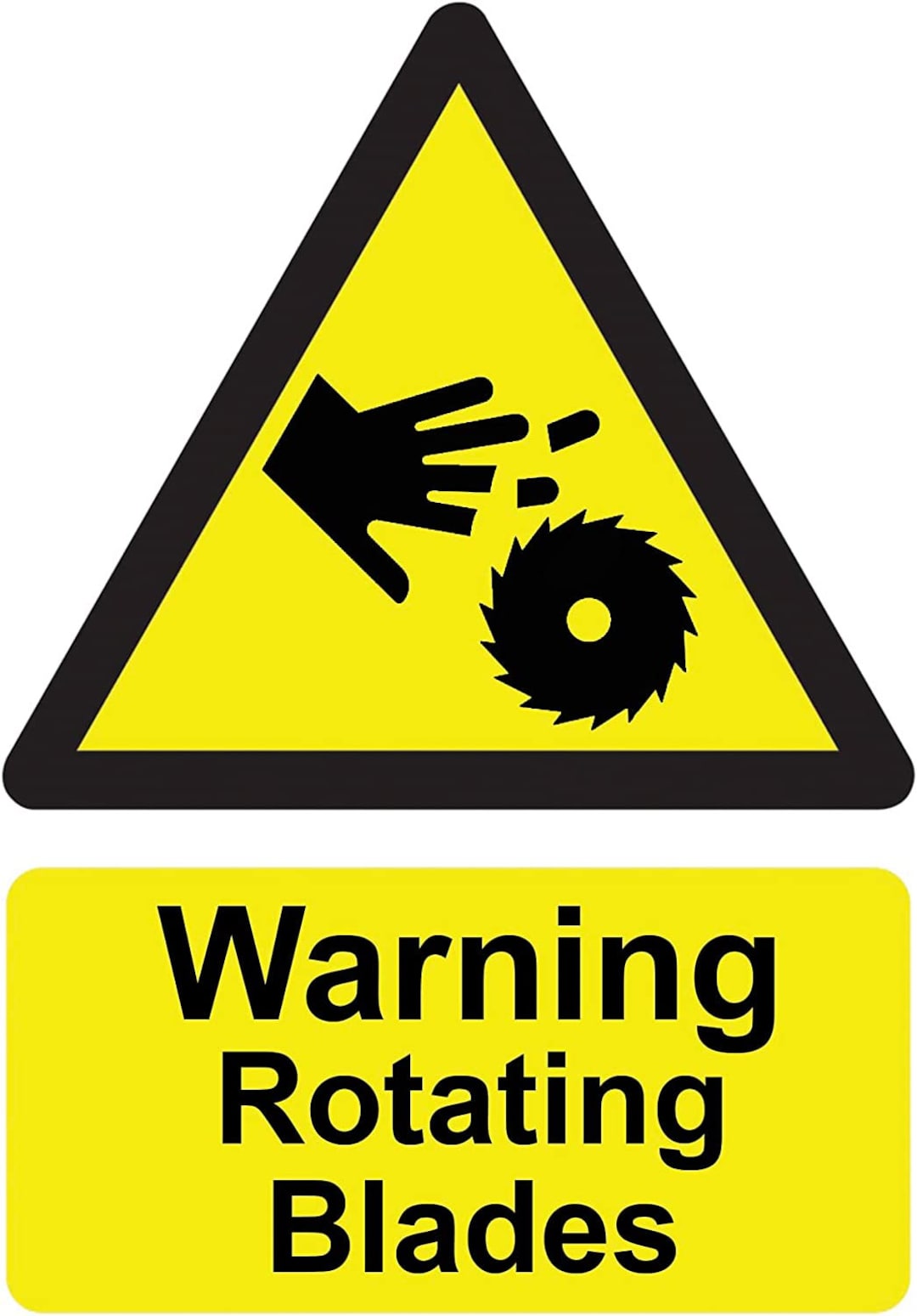 Warning Rotating Blades Yellow Notice Sign Health & Safety Business Etc ...