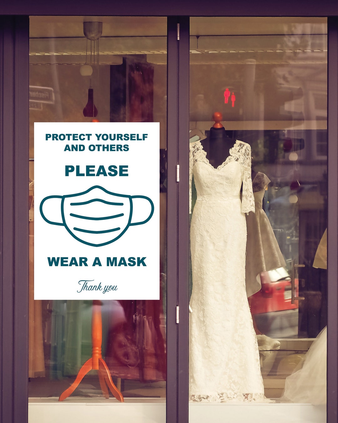 Please Wear A Face Mask Covering Company Business Shop Retail Poster ...