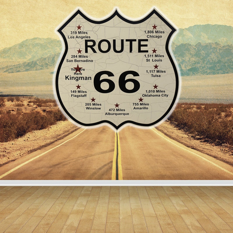 Route 66 Wall Mural - Etsy