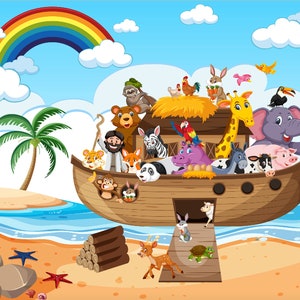 Kids Noahs Ark Animals Wallpaper Mural for Bedroom Playroom Games Room ...
