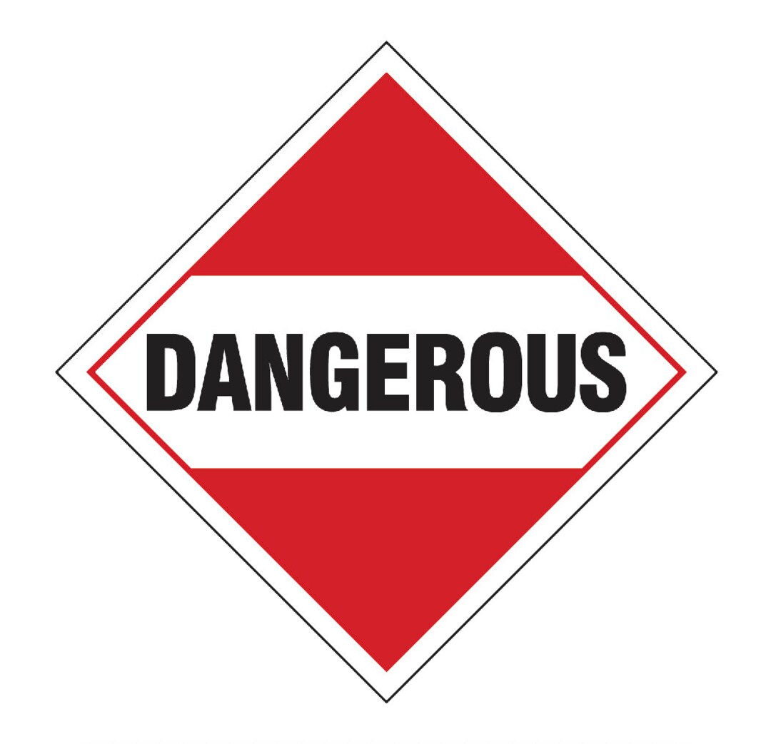 Dangerous Health & Safety Red Black Warning Adhesive Gloss Sticker ...