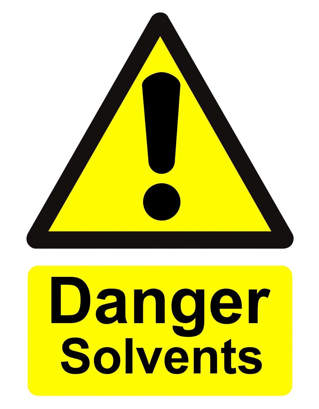 Danger Caution Solvents Solvent Warning Yellow Notice Sign Self ...