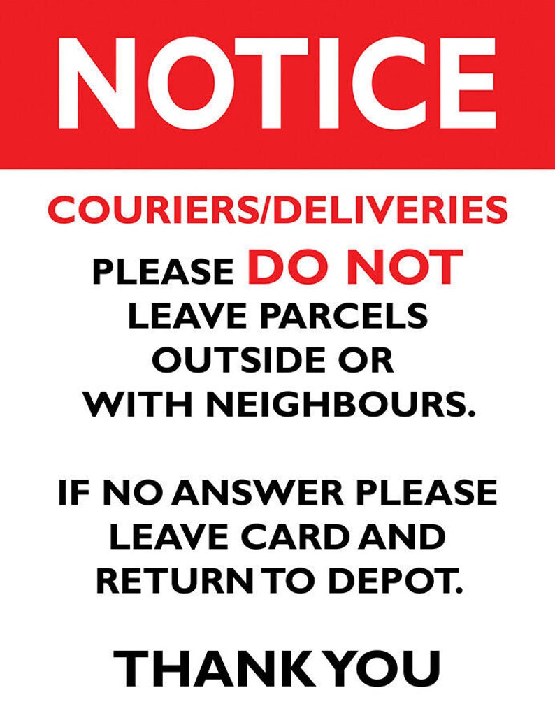 Do Not Leave Parcel With Neighbours Sign Notice Business - Etsy