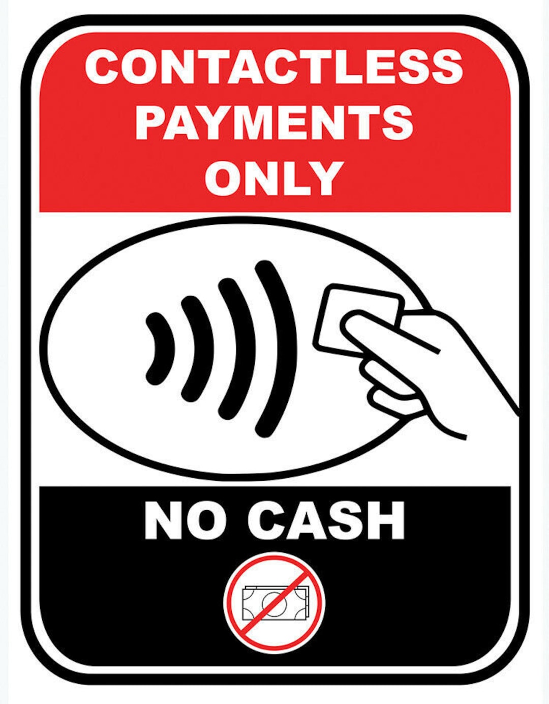 Contactless Payment Payments Only No Cash Shop Business Notice Sign ...