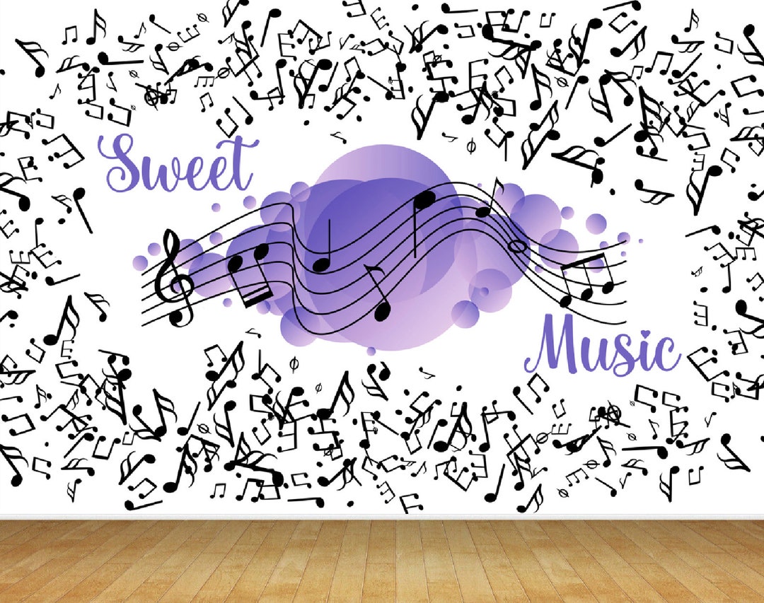Modern Music Room Notes Wallpaper Mural for Bedroom Playroom Music Room ...