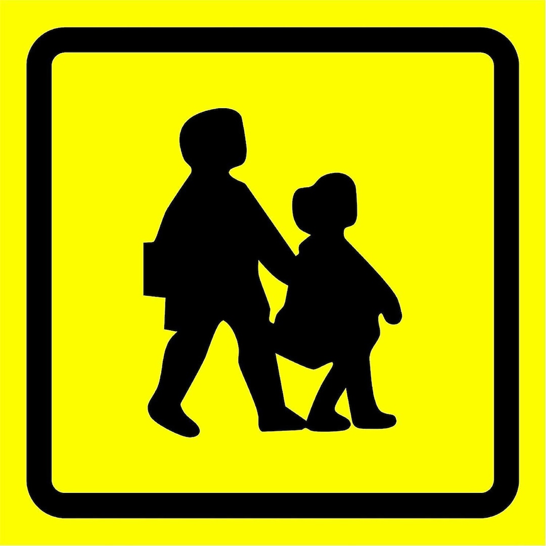 School Bus Caution Children Crossing Warning Yellow Adhesive Gloss ...