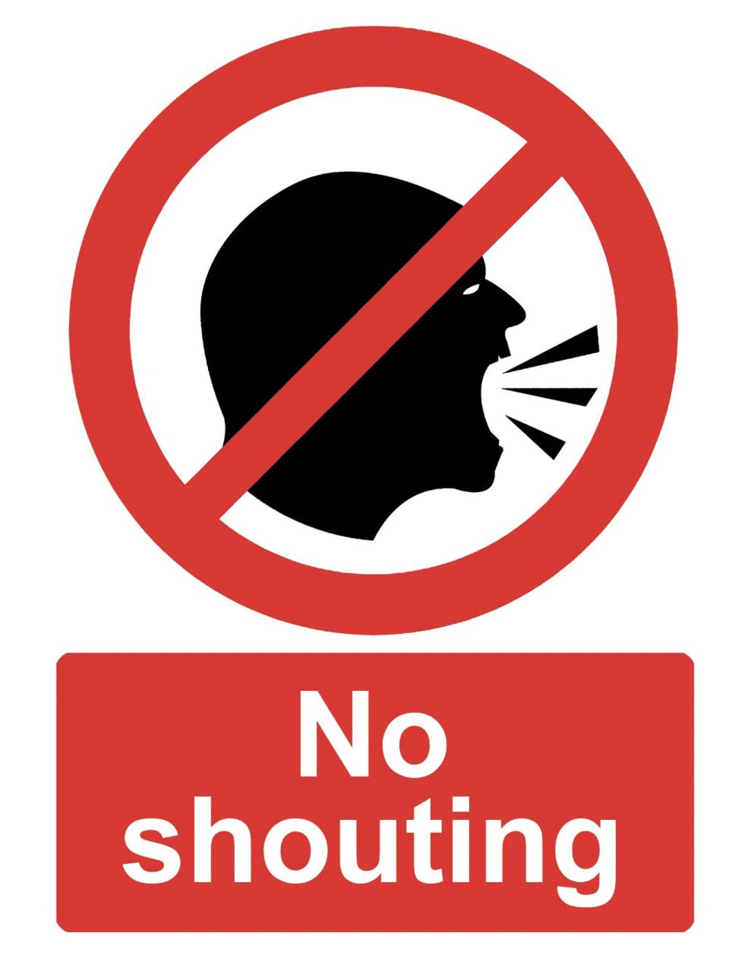 No Shouting Red Warning Notice Sign Business Pool Library School Retail ...